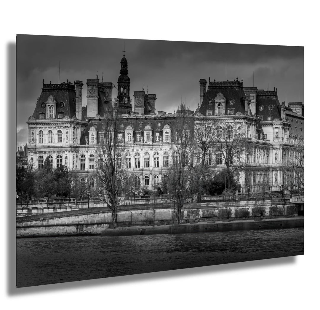 Hotel De Ville Black and White Photograph, Paris Wall Art - Etsy