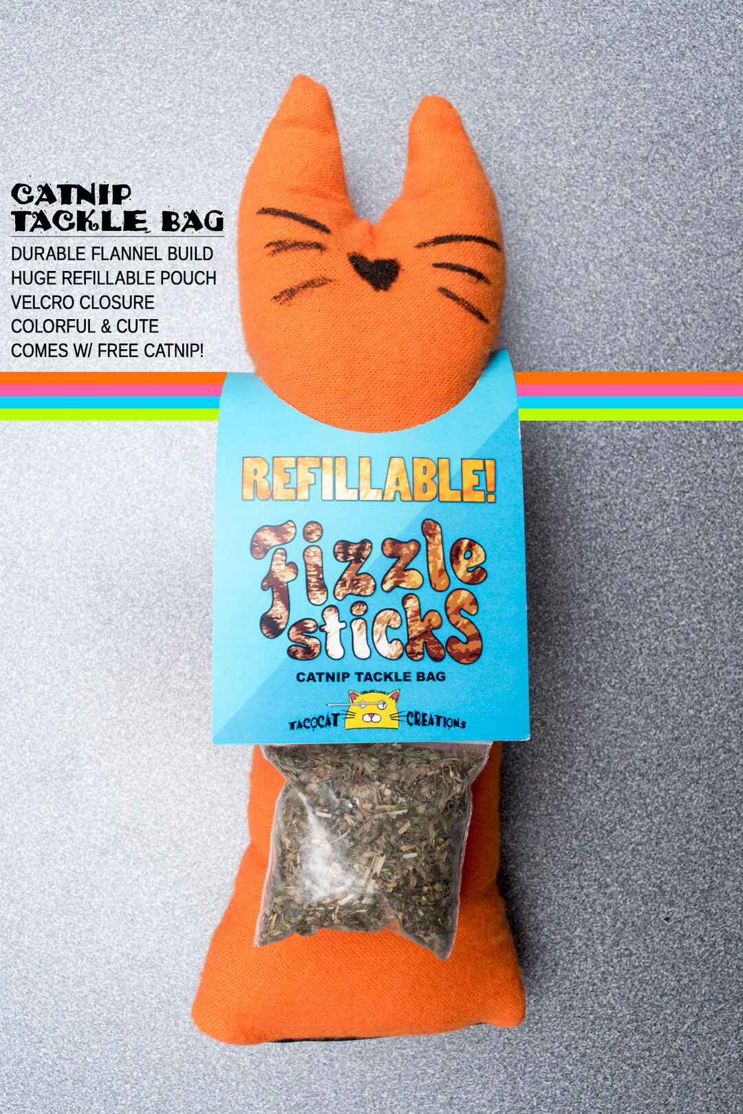 Fizzle Sticks Refillable Catnip Cat Toy -ORANGE - Etsy
