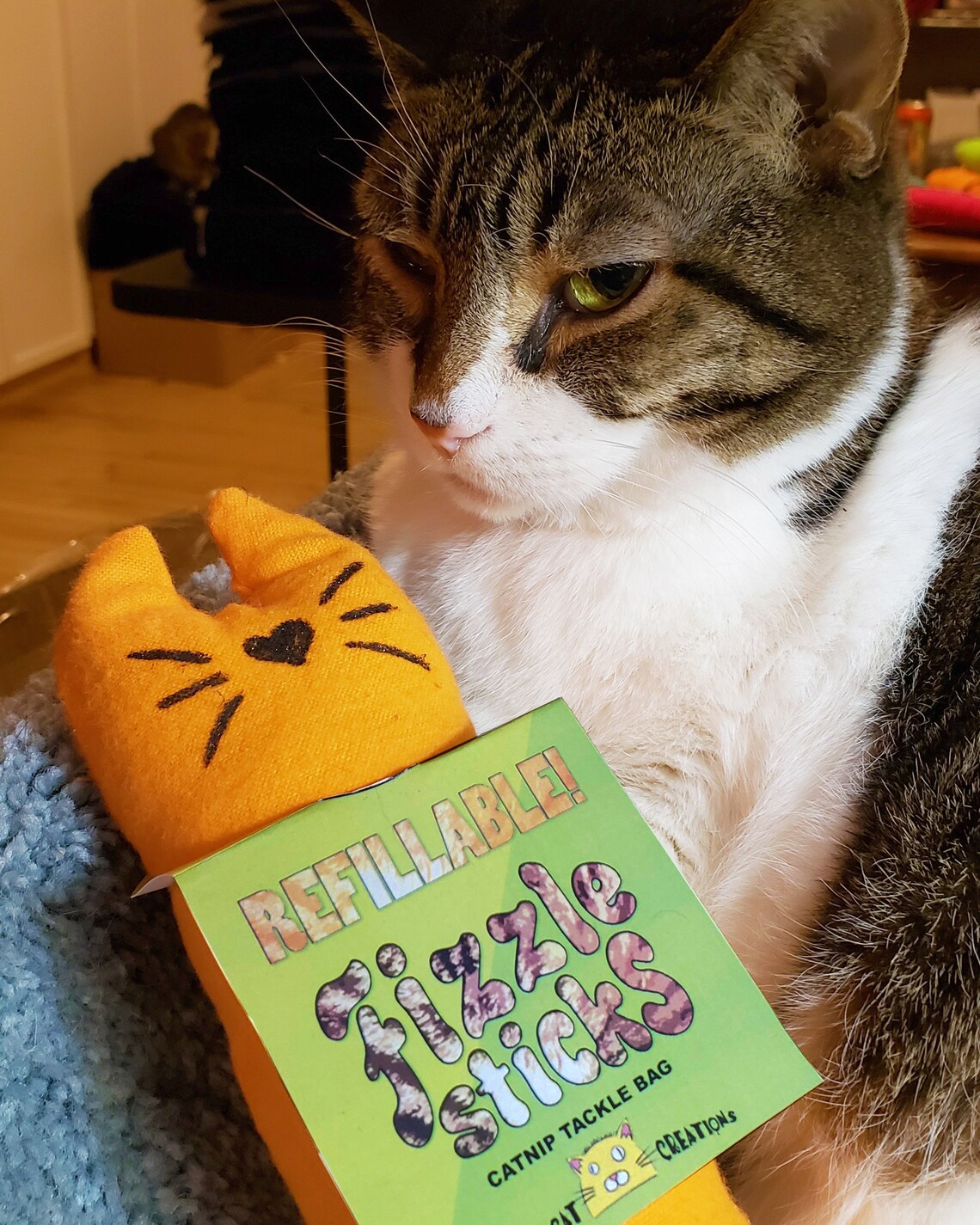 Fizzle Sticks Refillable Catnip Cat Toy ORANGE - Etsy