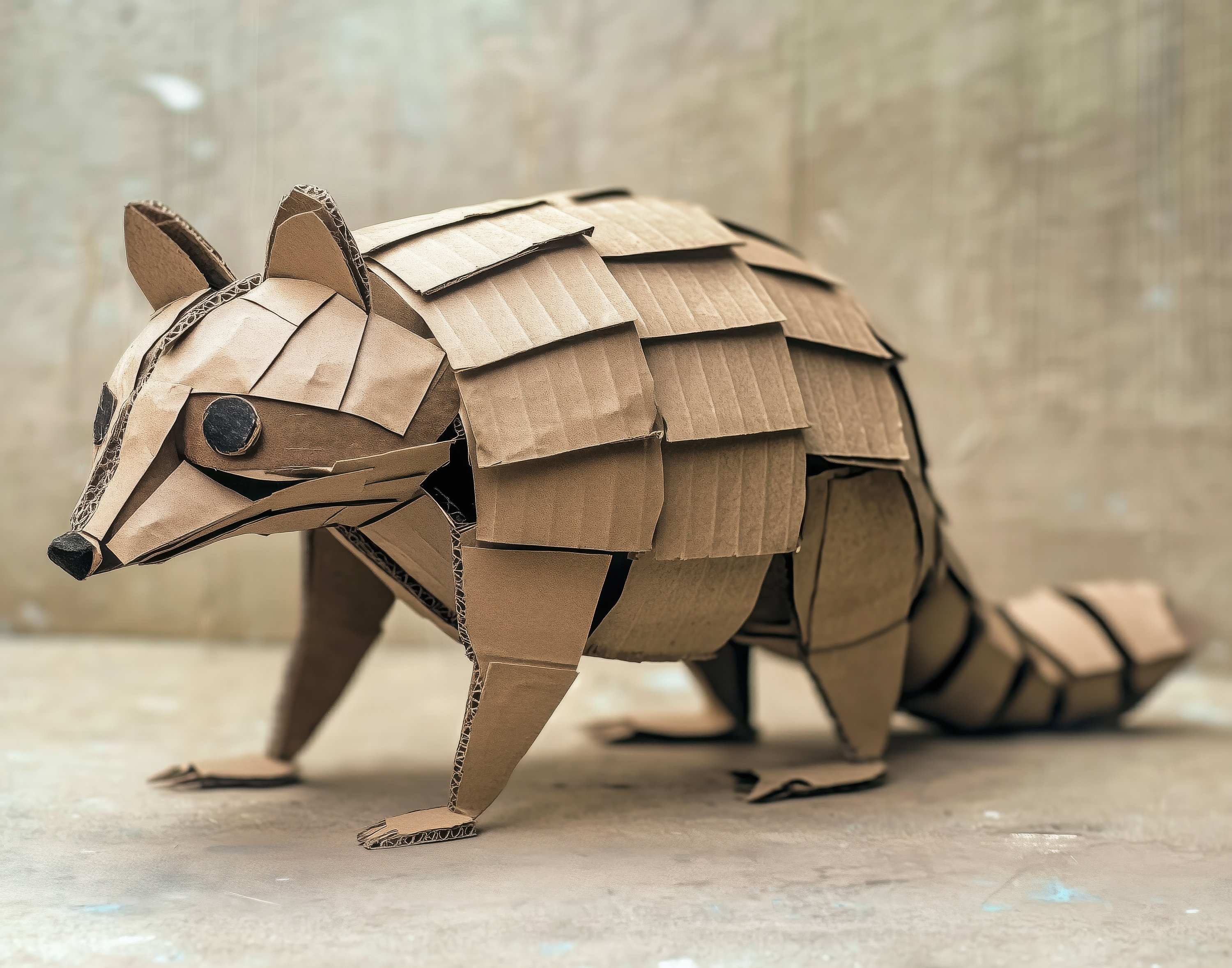 Cardboard Papercraft Raccoon Art Print - Etsy