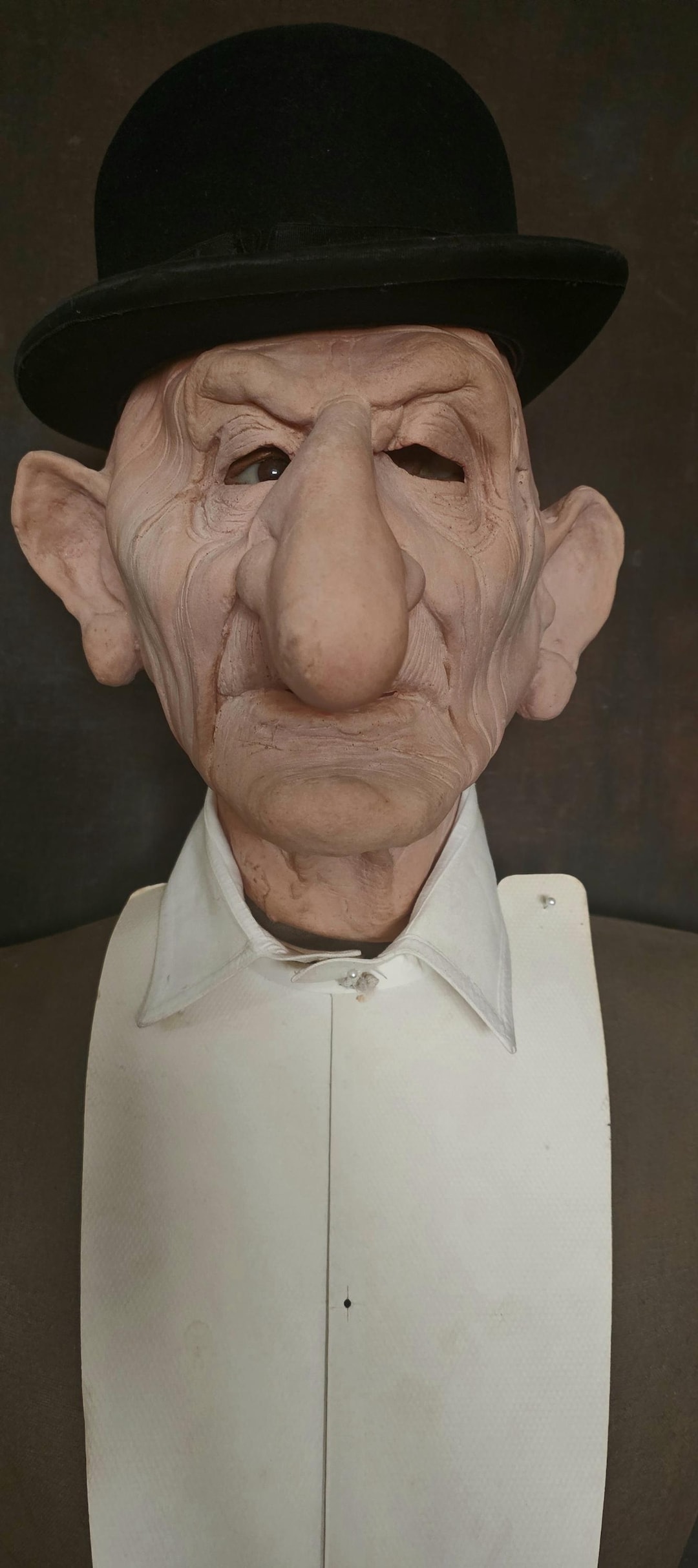 Vintage Latex Old Man Mask With A Vintage Joshua Turner Bowler Hat - Etsy