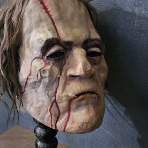 Vintage Life Size Paper Mache, Papier Mache, Frankenstein Head/mask ...