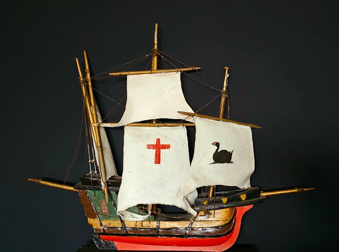 Antique Vintage Handmade Carved Wooden Ship Model, Ornament, Statue - Etsy