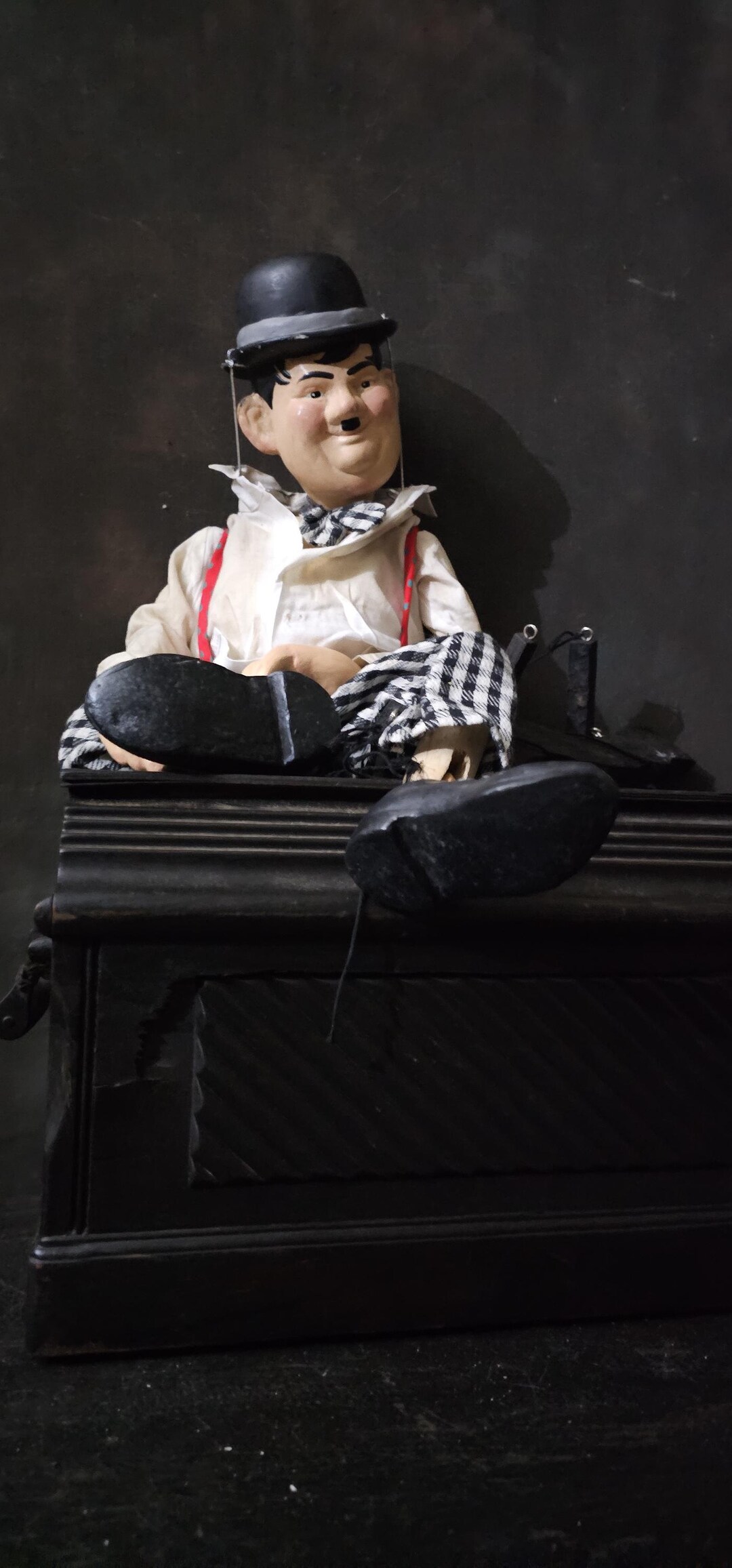 Vintage Large Heavy, Oliver Hardy Marionette, Wooden Puppet, Puppet for ...