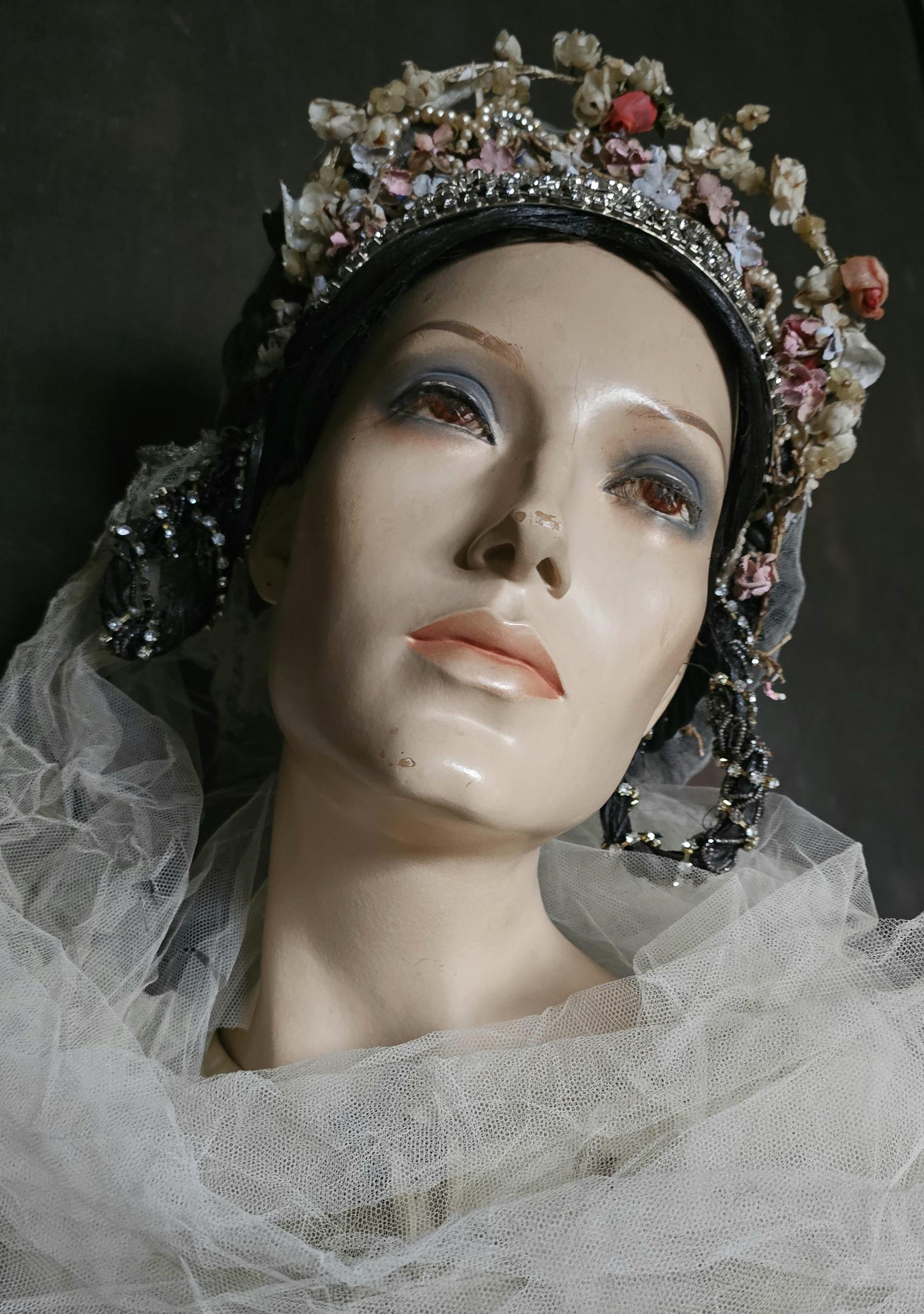 Antique Vintage Theatre Mannequin Detailed Wig Costume Headdress Stage ...