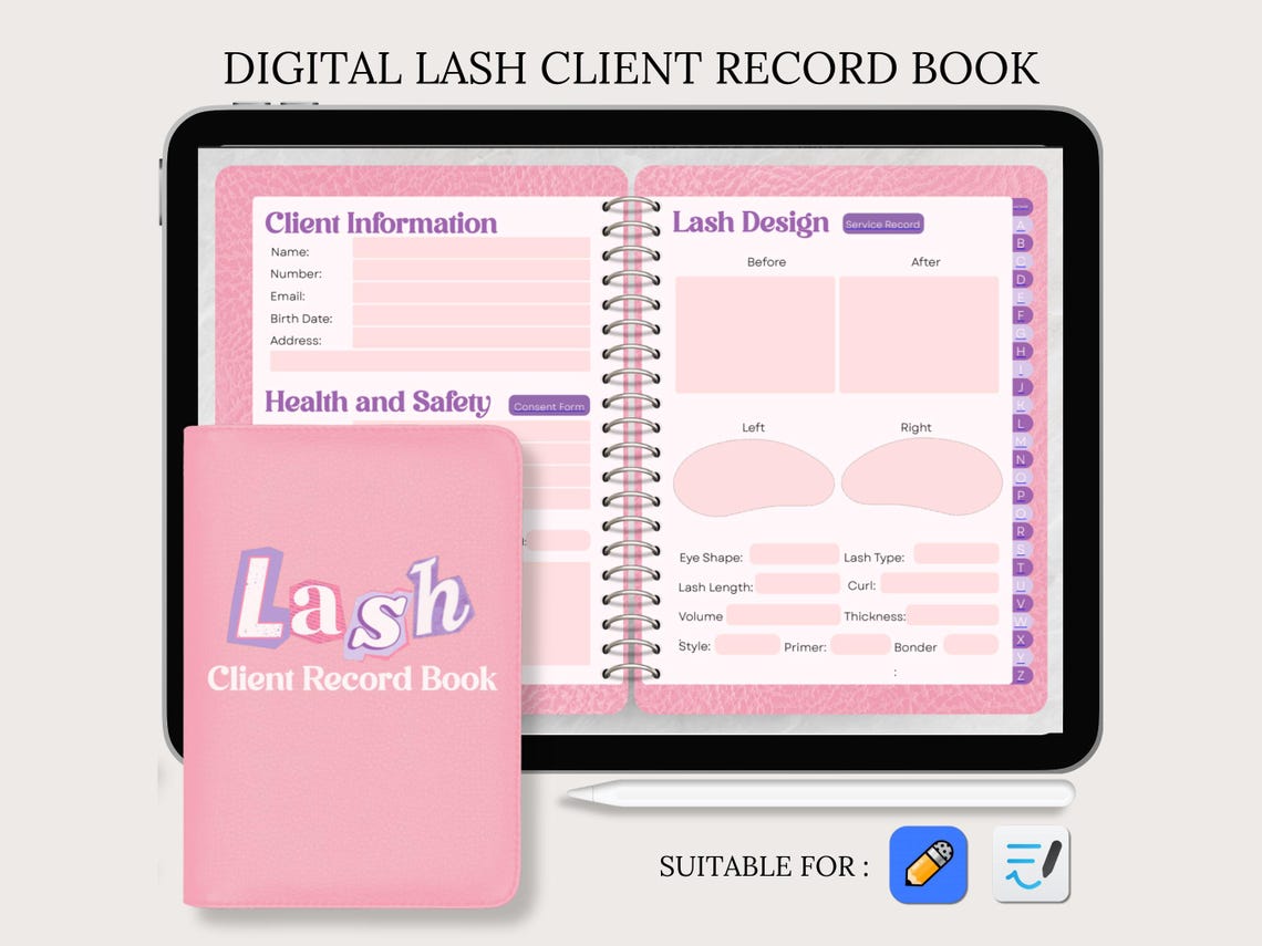 Lash Tech Client Record Book Eyelash Extension Forms Lash Tech Planner ...