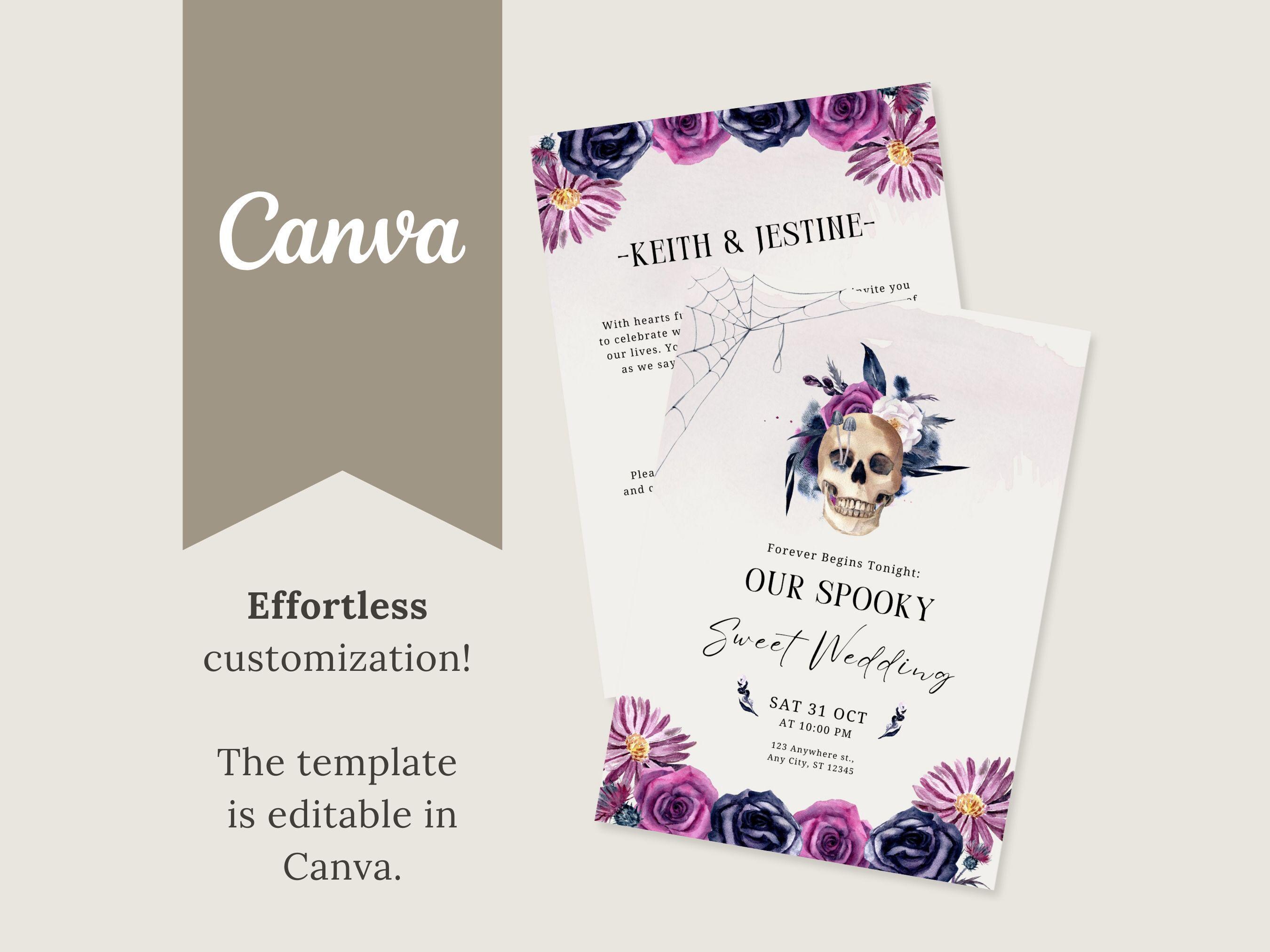 Spooky Wedding Invitation Card Halloween Wedding Invitation Template ...