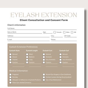Lash Consent Form Minimalist Lash Tech Forms Lash Tech Acuity Lash ...