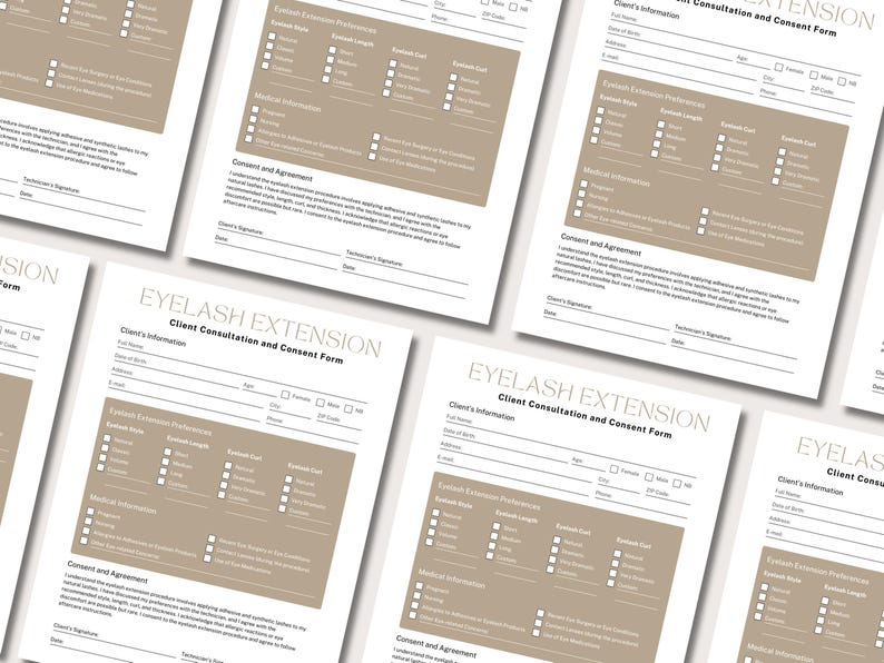 Lash Consent Form Minimalist Lash Tech Forms Lash Tech Acuity Lash ...