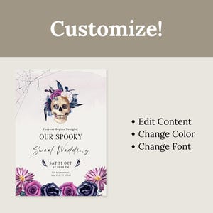 Spooky Wedding Invitation Card Halloween Wedding Invitation Template ...