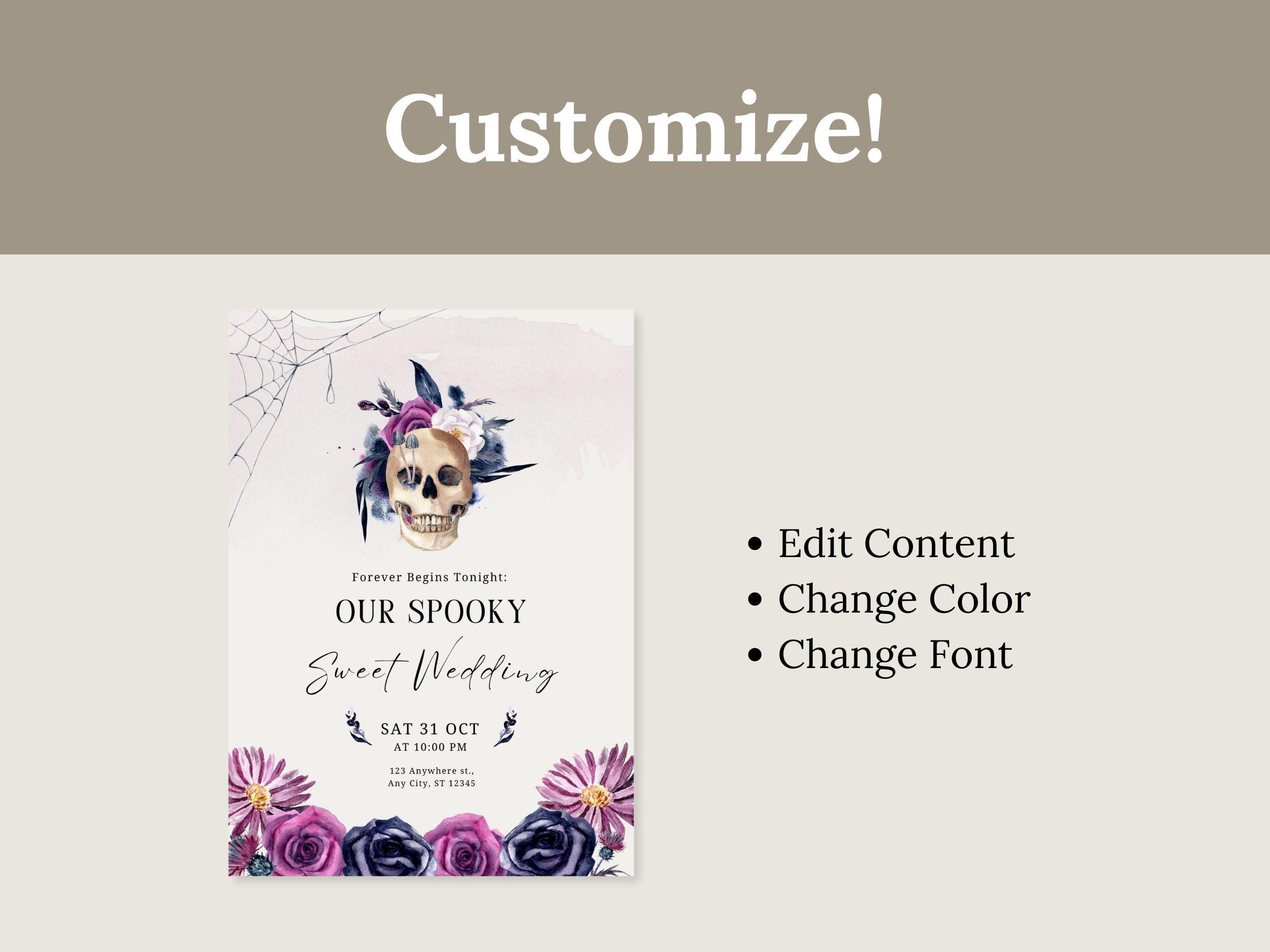 Spooky Wedding Invitation Card Halloween Wedding Invitation Template ...