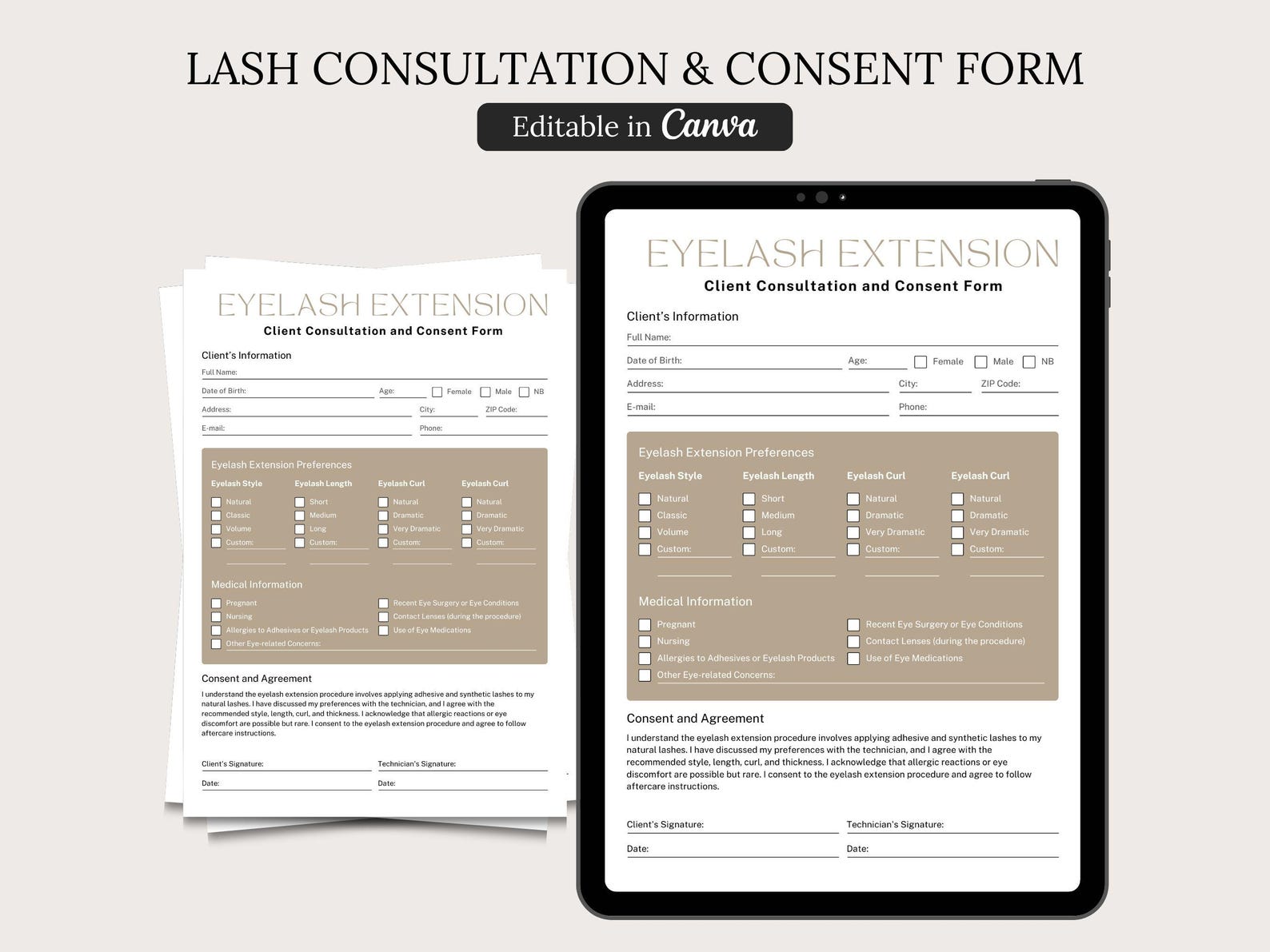 Lash Consent Form Minimalist Lash Tech Forms Lash Tech Acuity Lash ...