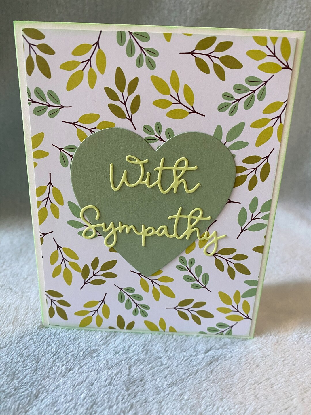 Handmade Sympathy Card: Green Leaf Design - Etsy