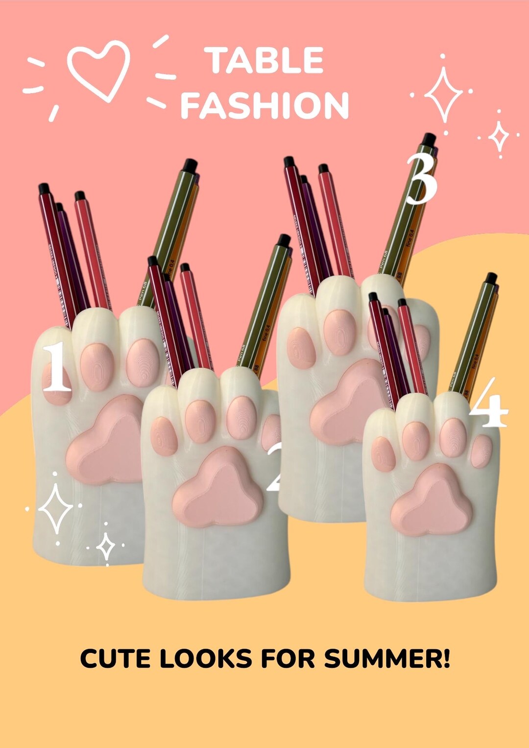 Cat Paw Pen Holder Cute Pen Holder Unique Pen Holder Office Home Pencil ...