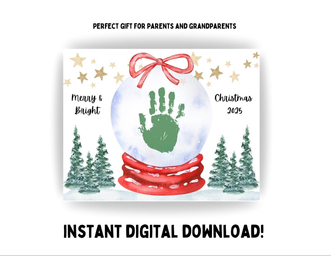 Christmas Merry and Bright Snowglobe Handprint Craft / Winter Preschool ...