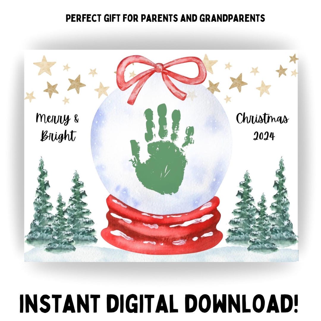Christmas Merry and Bright Snowglobe Handprint Craft / Winter Preschool ...