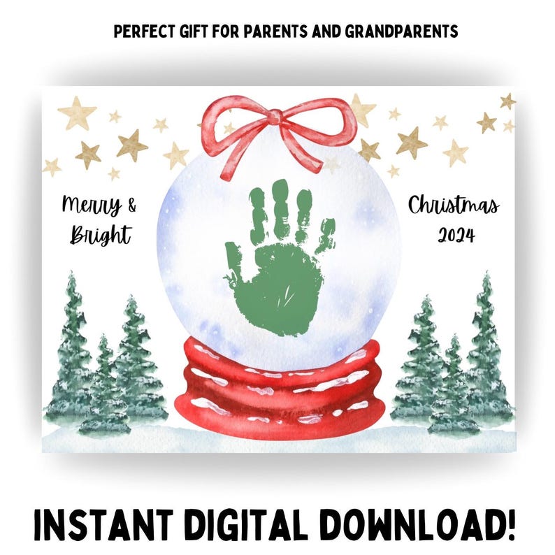 Christmas Merry and Bright Snowglobe Handprint Craft / Winter Preschool ...