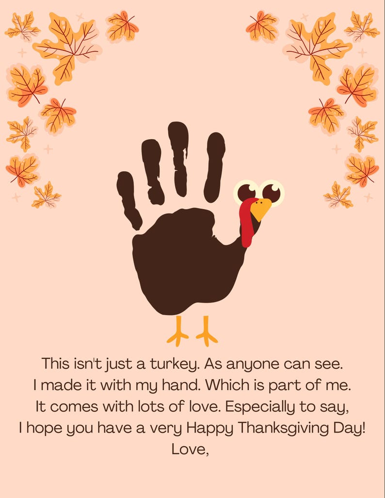 Thanksgiving Turkey Poem Handprint Art / Fall Handprint Craft ...