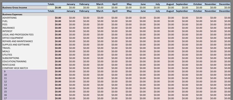 S Corp Business Expense Tracker and Fillable Lease/meeting Minute Forms ...