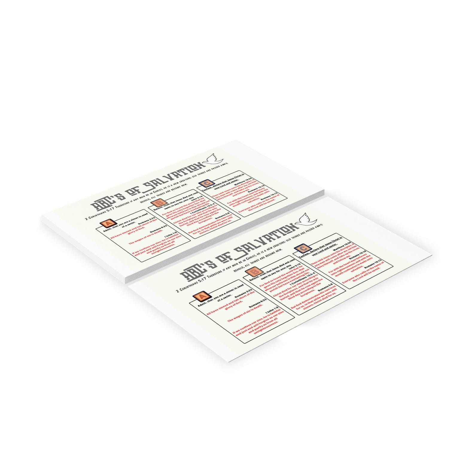 Bible Tract Cards, ABC of Salvation, Gifts for Evangelism - Etsy