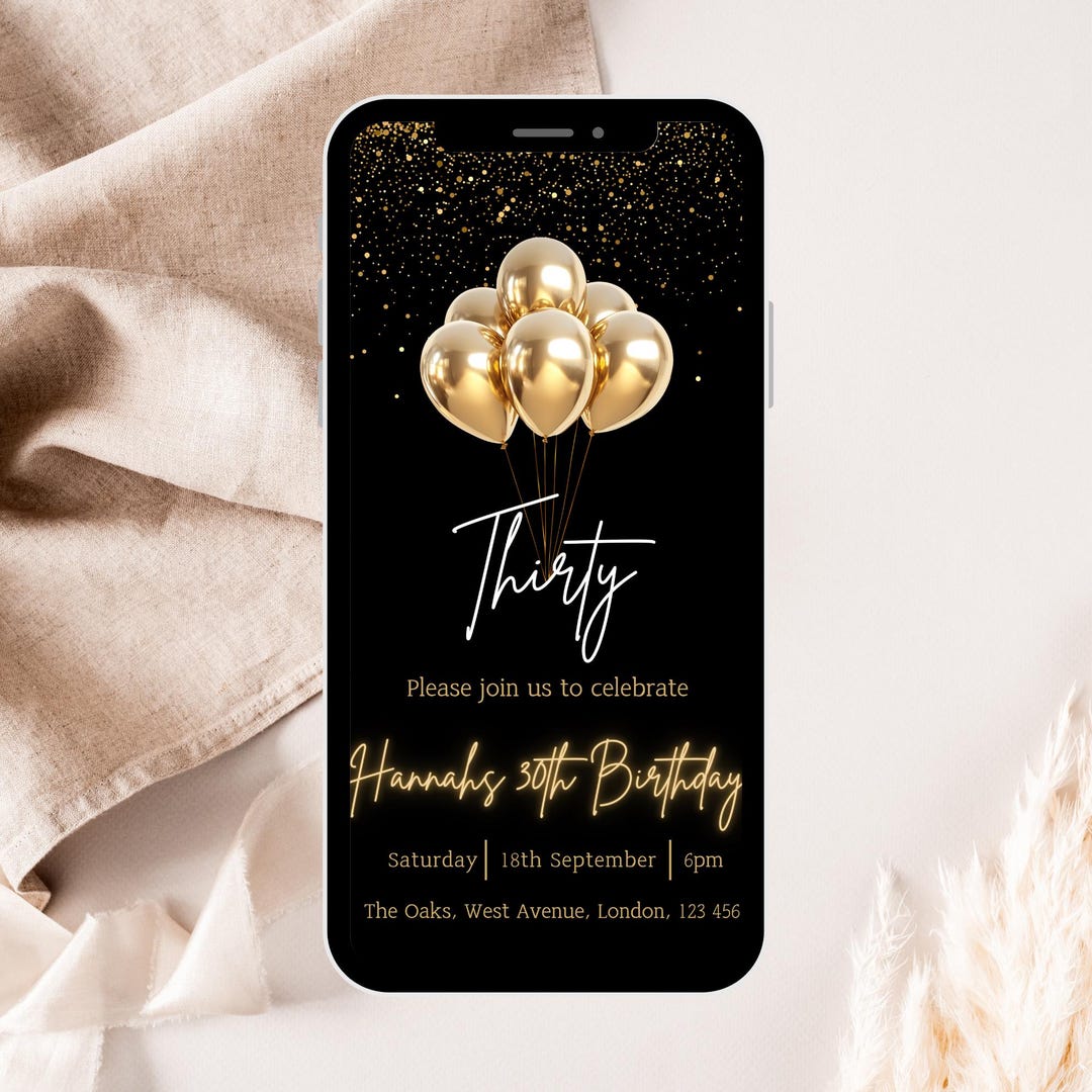 30th Birthday Digital Invitation, Custom Birthday Invite, 30th Birthday ...