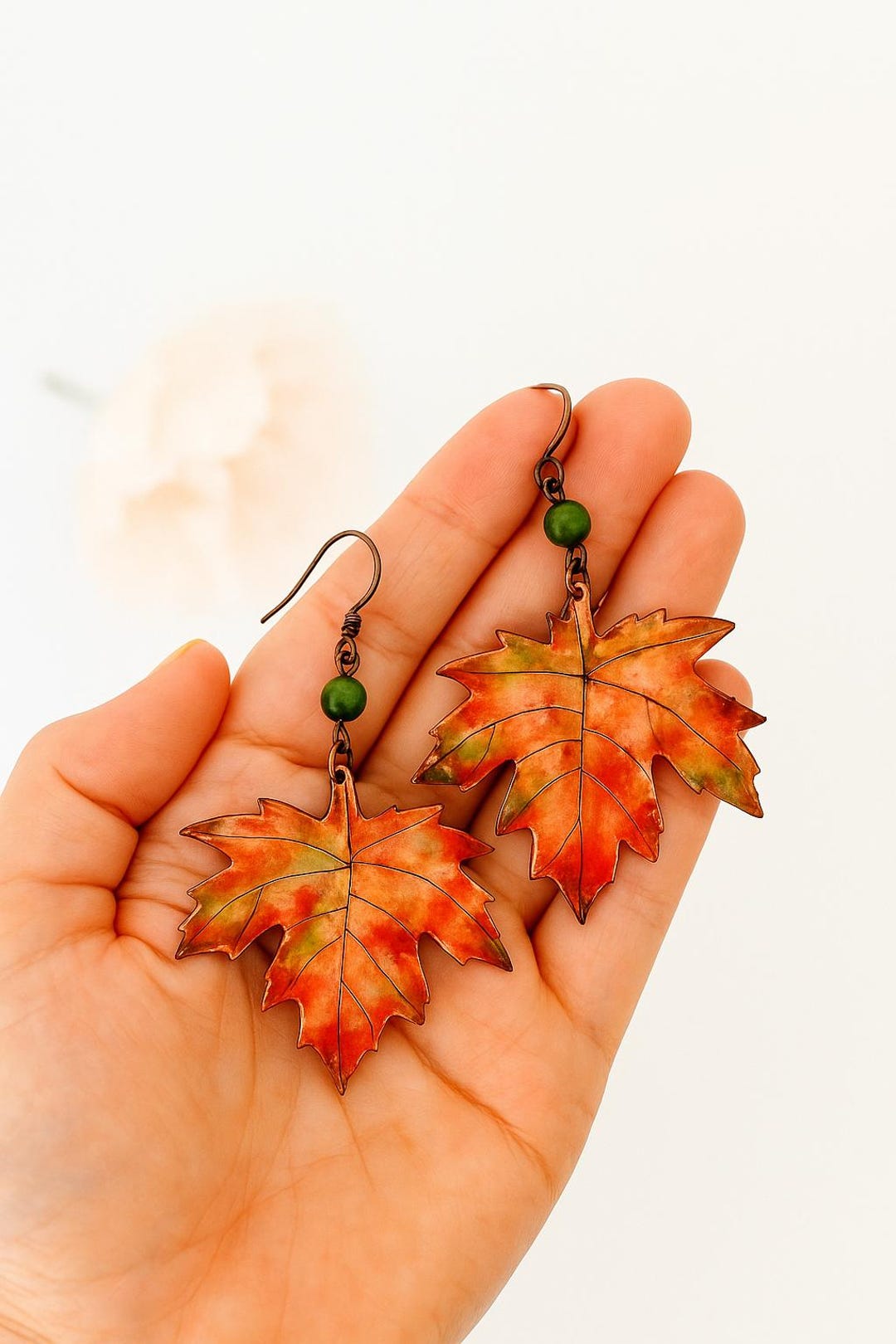 Maple Leaf Earrings, Handcrafted Autumn Carvings, Unique Dangle Jewelry ...