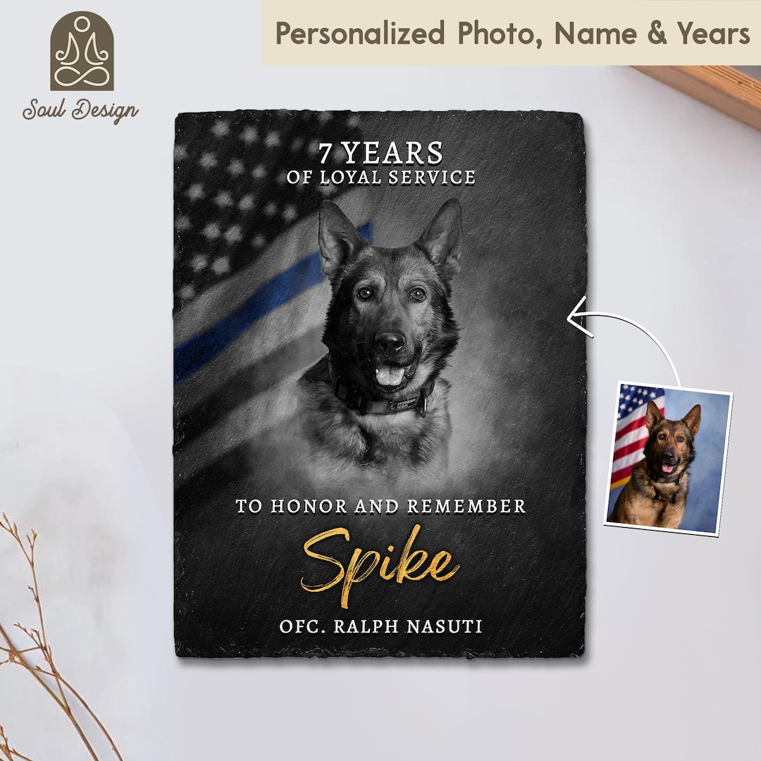 Personalized K9 Photo, K9 Memorial Stone, Military Dog Loss, Loyal K9 ...
