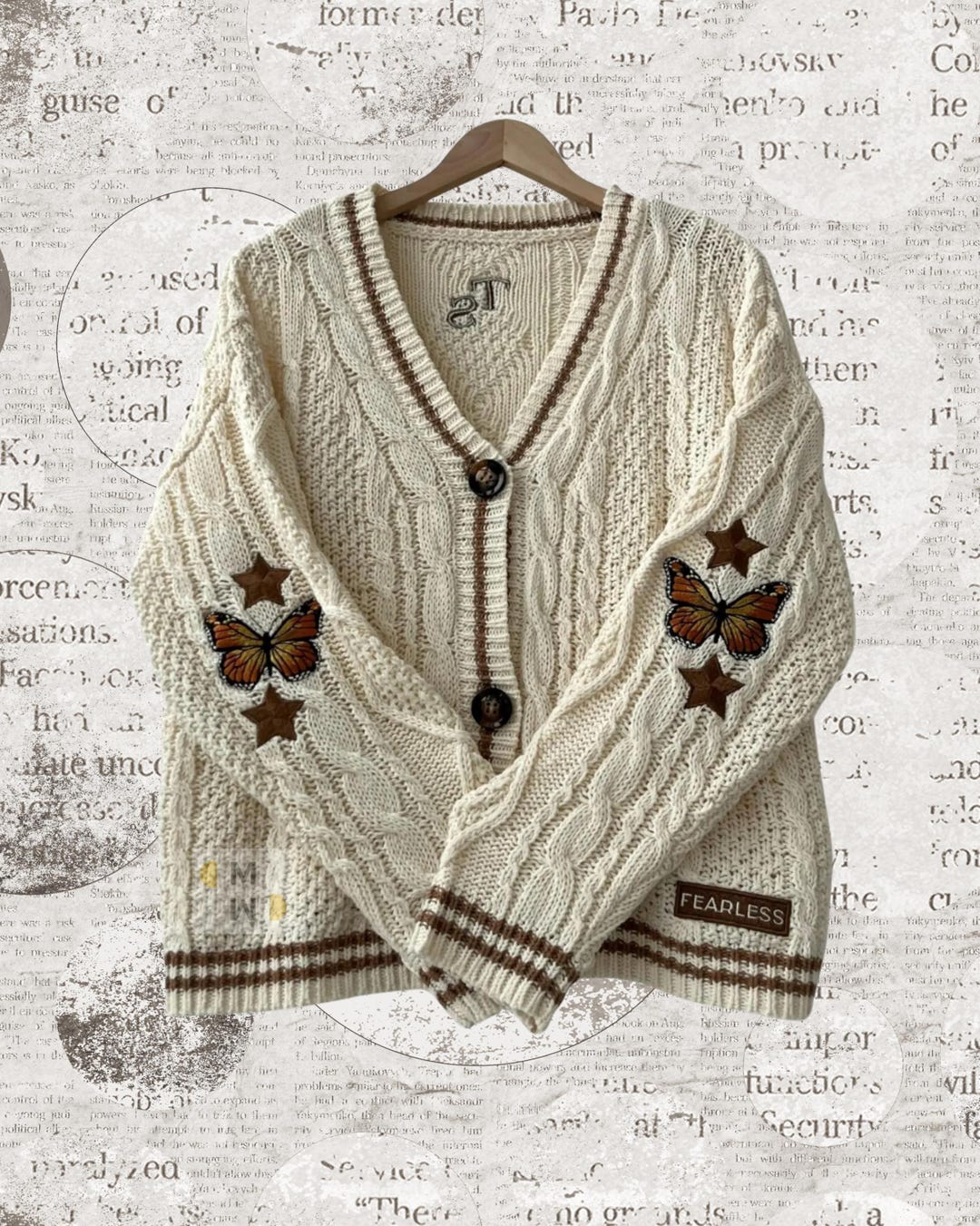 Beige Fearless-inspired Album Cardigan for Women, Star Butterfly ...