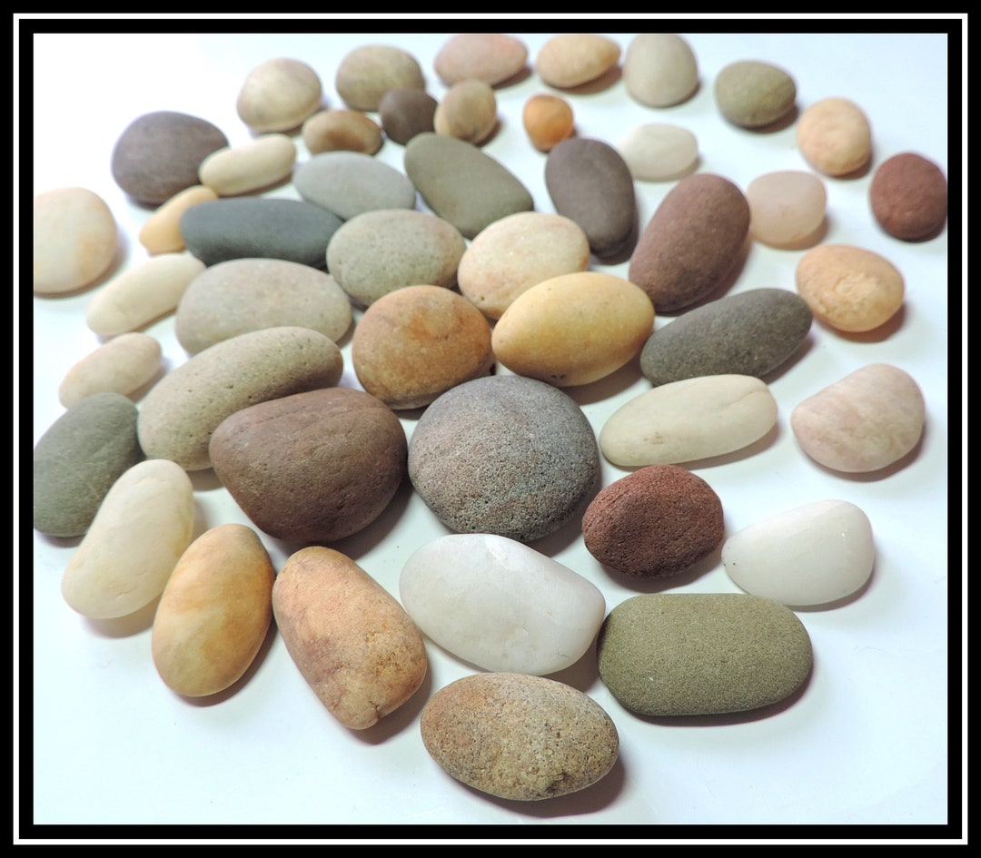 45 MIX BEACH STONES Peebles for Crafting, Mosaics, Collages, Jewelry ...