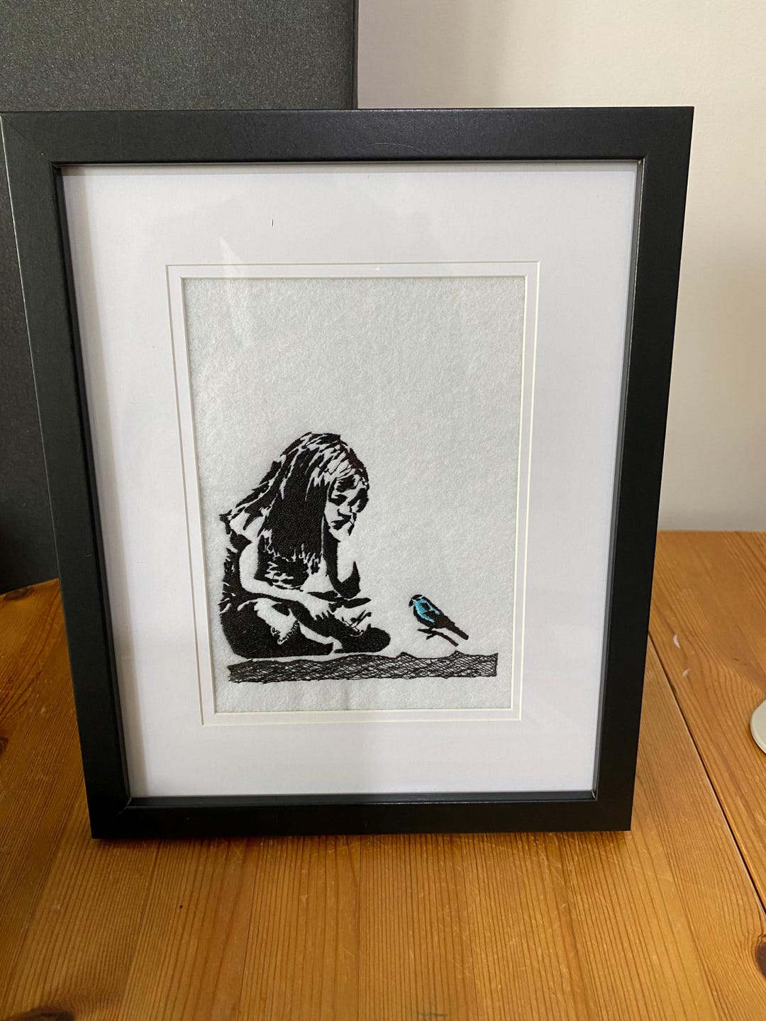 Banksy Style Girl With Blue Bird. Create Your Own Piece of Banksy Wall ...