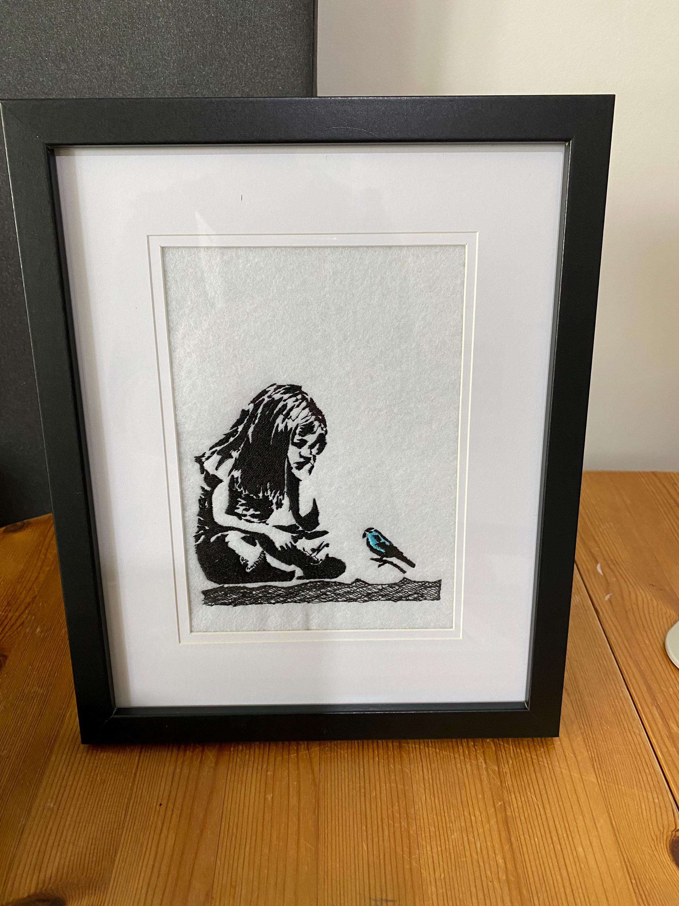 Banksy Style Girl With Blue Bird. Create Your Own Piece of Banksy Wall ...