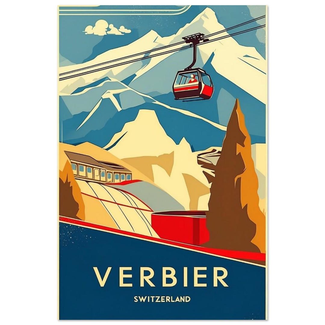 Verbier Traditional Travel Print - Switzerland, Verbier Poster, Ski ...