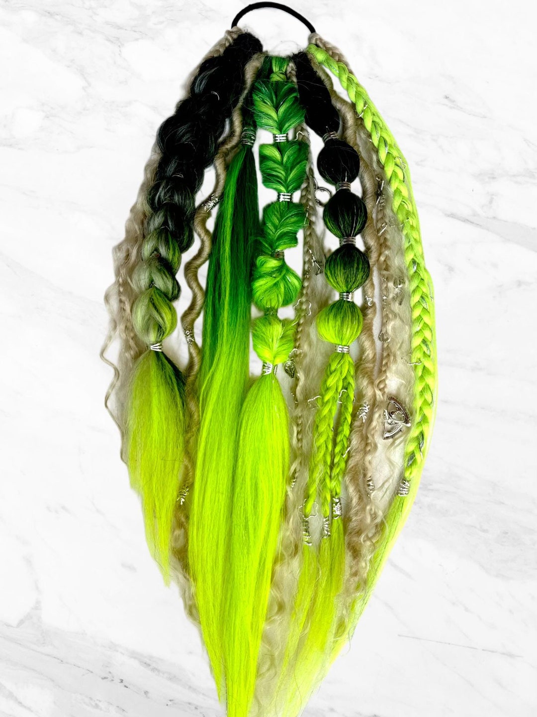 2 Ombre Green Alien Festival Braid Ponytail Extensions - Etsy
