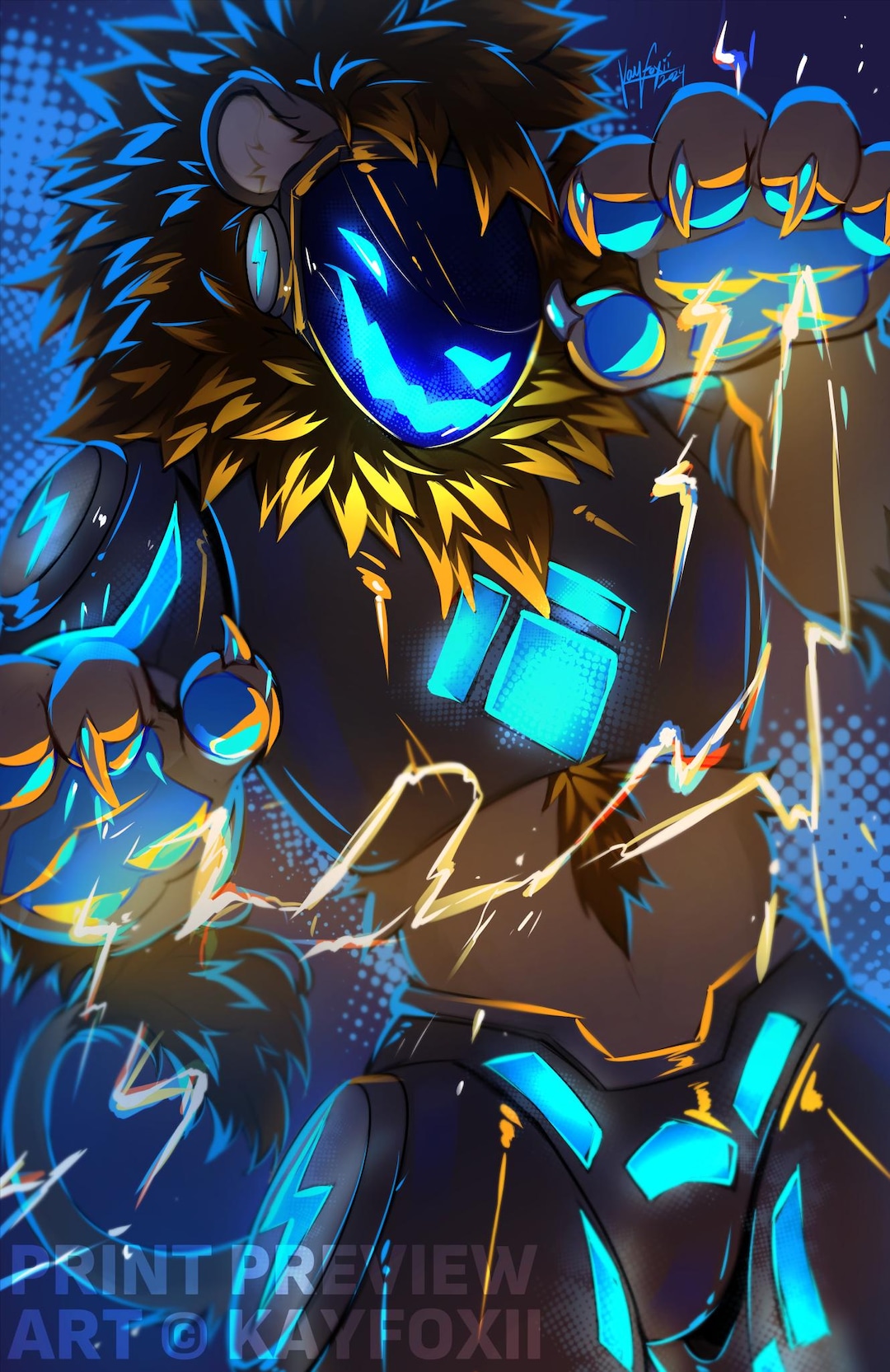 Lion Volt Protogen Furry Art Print - Etsy