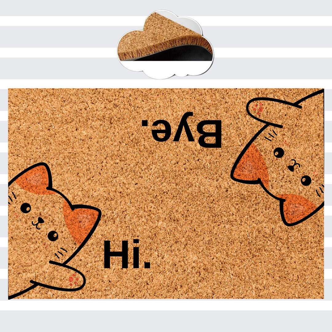 Door Mat Hi Cat, Cat Doormat, Funny Cat Doormat, Anniversary Gift, New ...