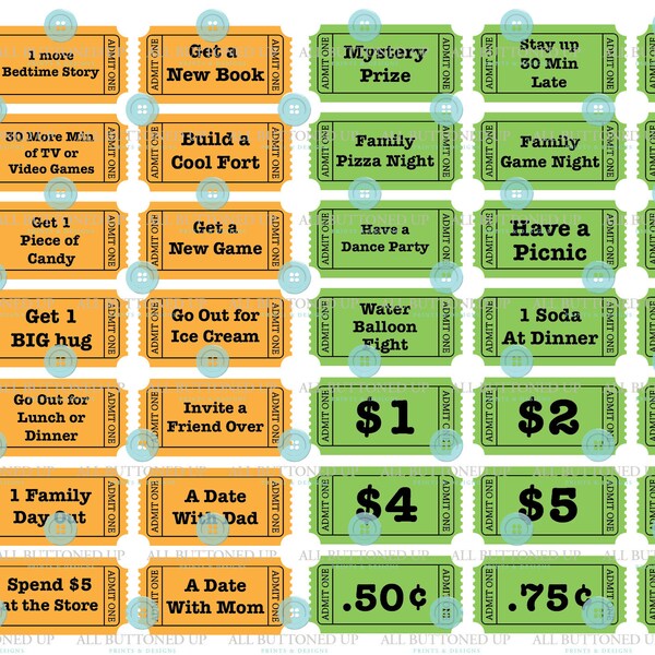 Reward Tickets - Etsy