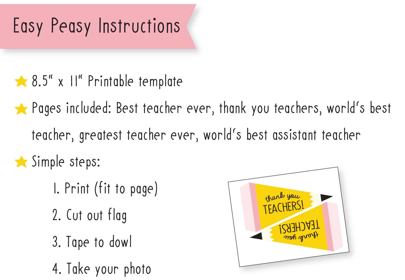 Teacher Appreciation Flag, Printable, Pennant, Kindergarten 1st 2nd ...