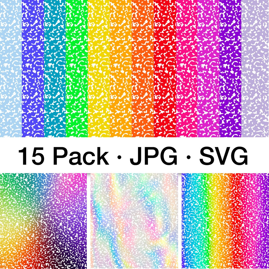 Pack of 15 Colored & Rainbow Composition Notebook Book First Day of ...