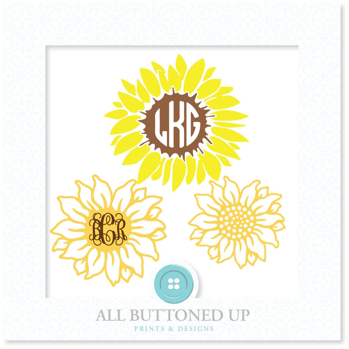 Monogram Personalized Sunflower Digital Cut File: Svg Dxf - Etsy