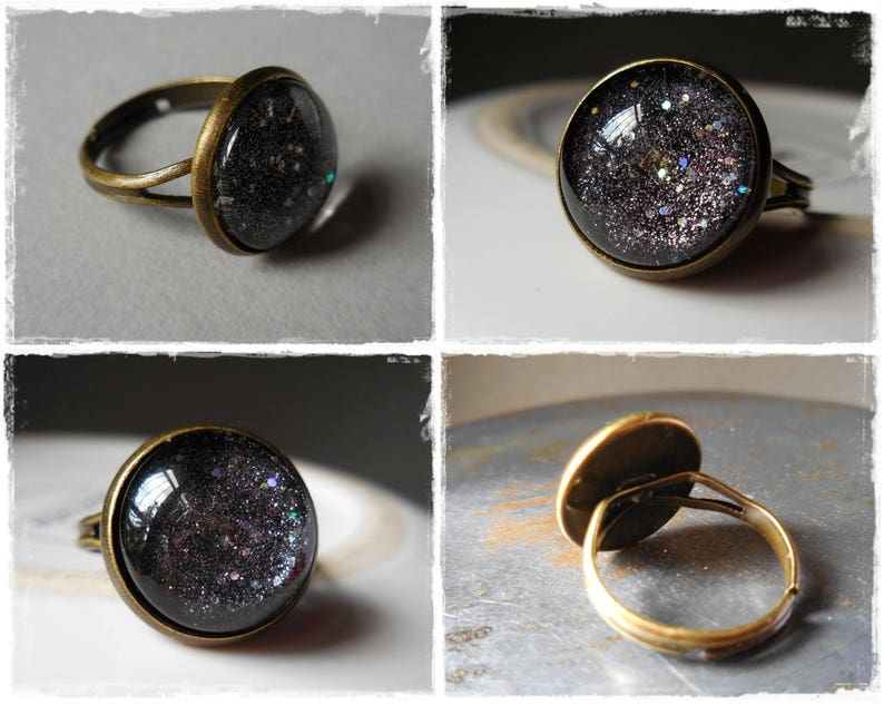 Starry Night Ring, Celestial Jewelry Sparkly Glitter Galaxy Bronze Ring ...
