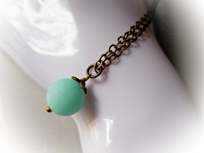 Mint Jade Necklace, Matte Blue Green Jade Pendant, Gem Stone Fantasy ...