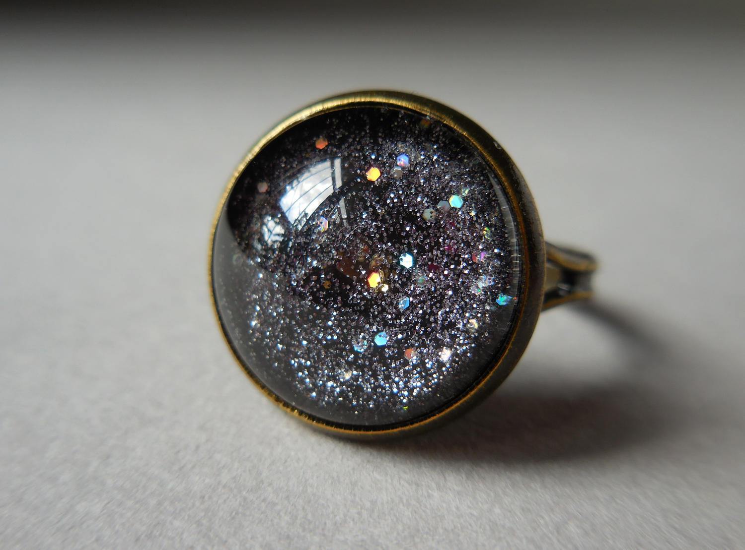 Starry Night Ring, Celestial Jewelry Sparkly Glitter Galaxy Bronze Ring ...