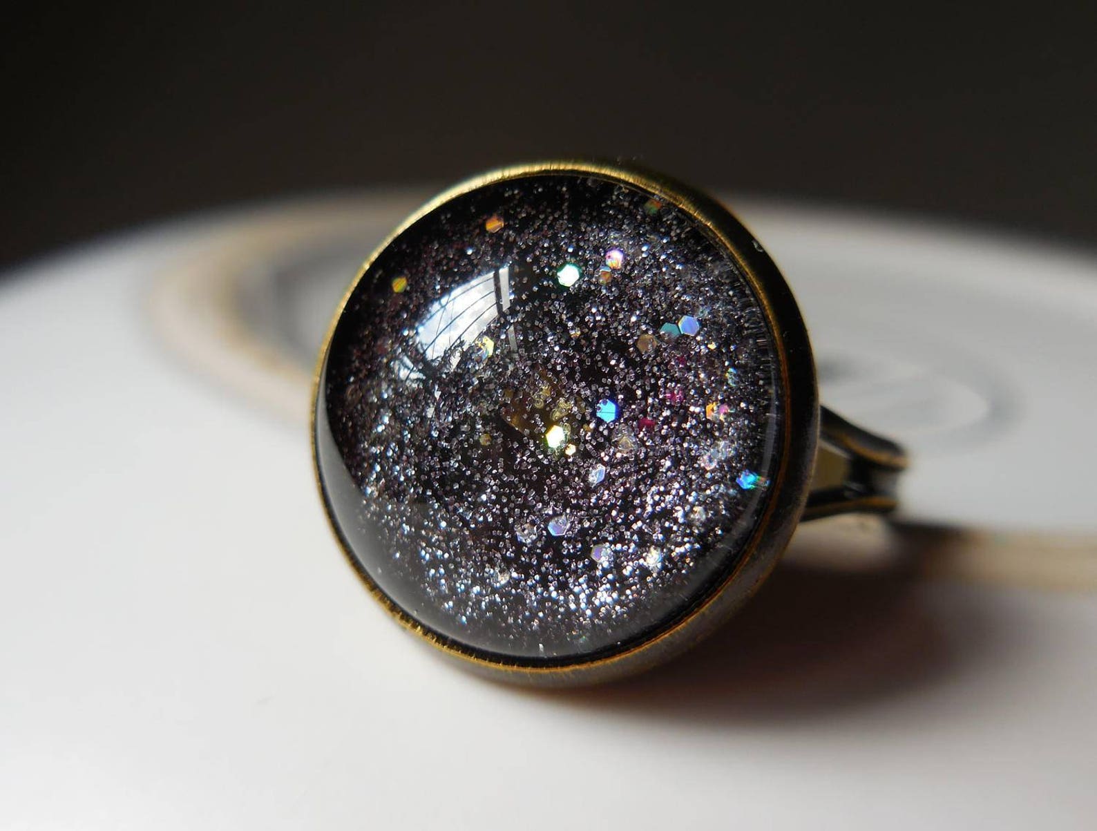 Starry Night Ring, Celestial Jewelry Sparkly Glitter Galaxy Bronze Ring ...
