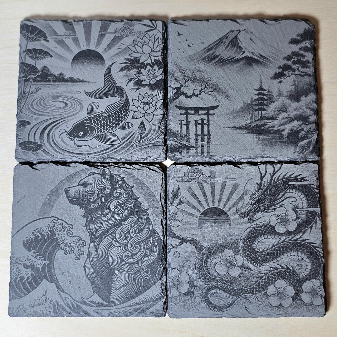 Japanese Art Coaster Set - Etsy