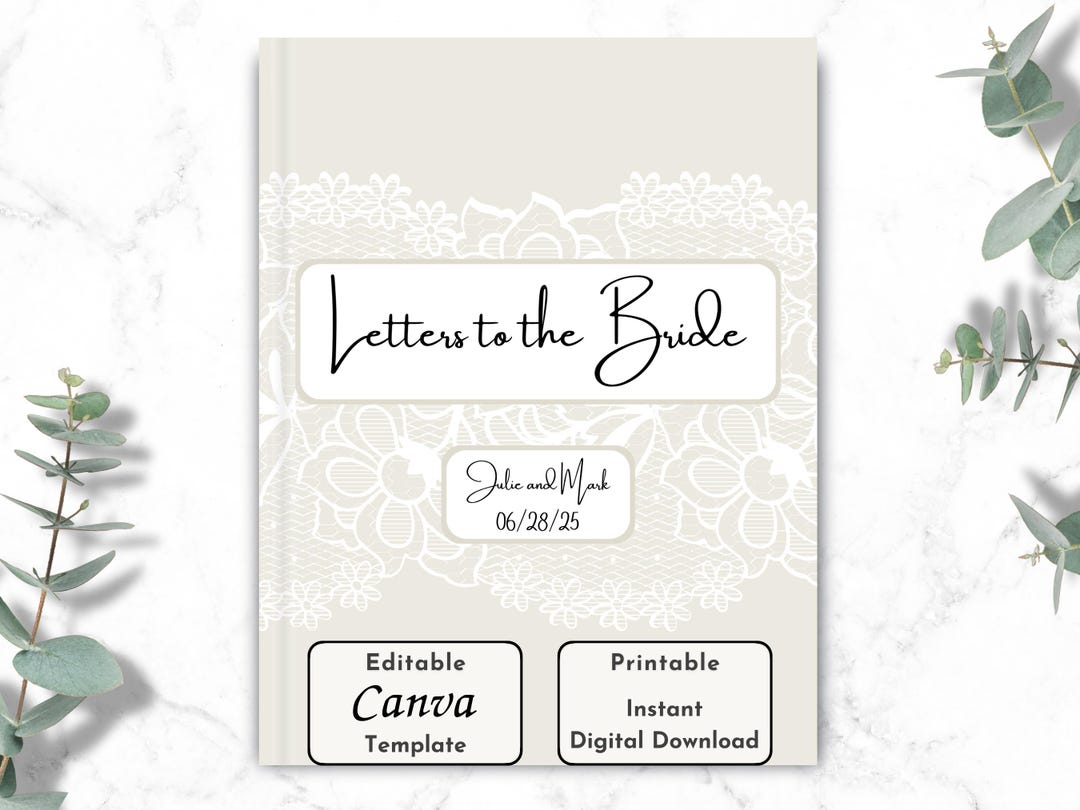 Letters to the Bride Book Canva Template Bridal Shower Gift Letters for ...