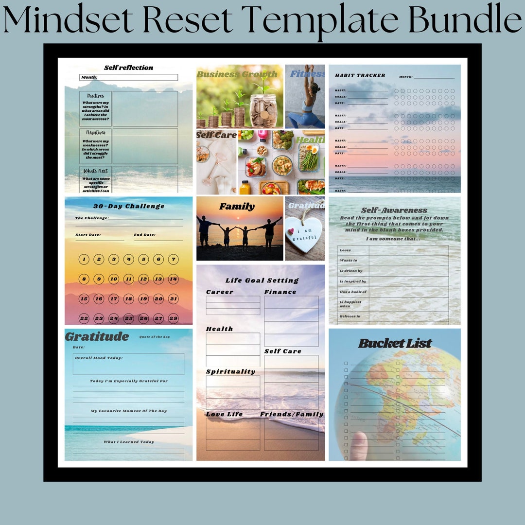 Mindset Reset Bundle, Vision Board, Goal Setting, Self-reflection ...