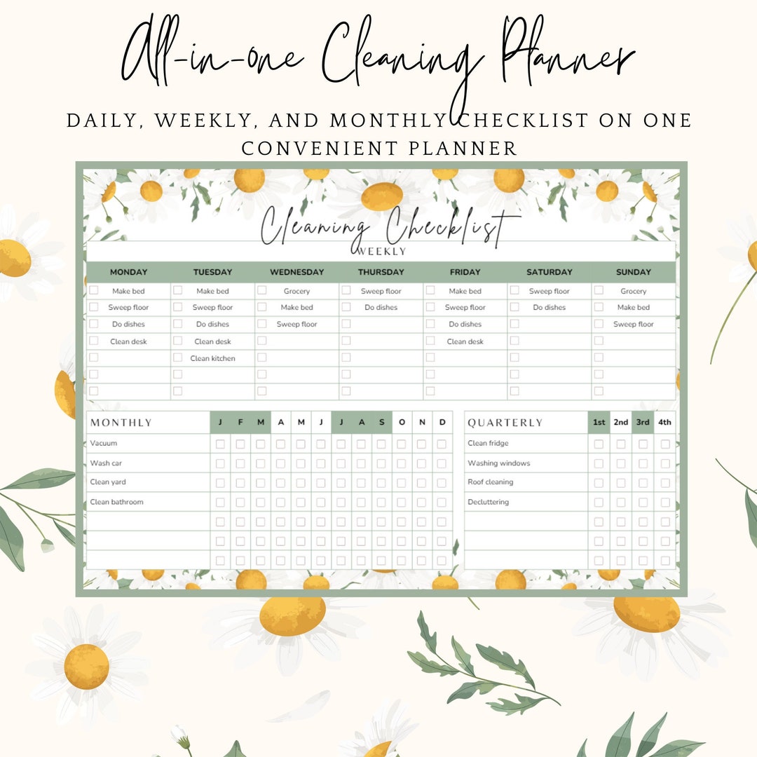 Editable, Printable All-in-one Cleaning Planner With Daily, Weekly, and ...