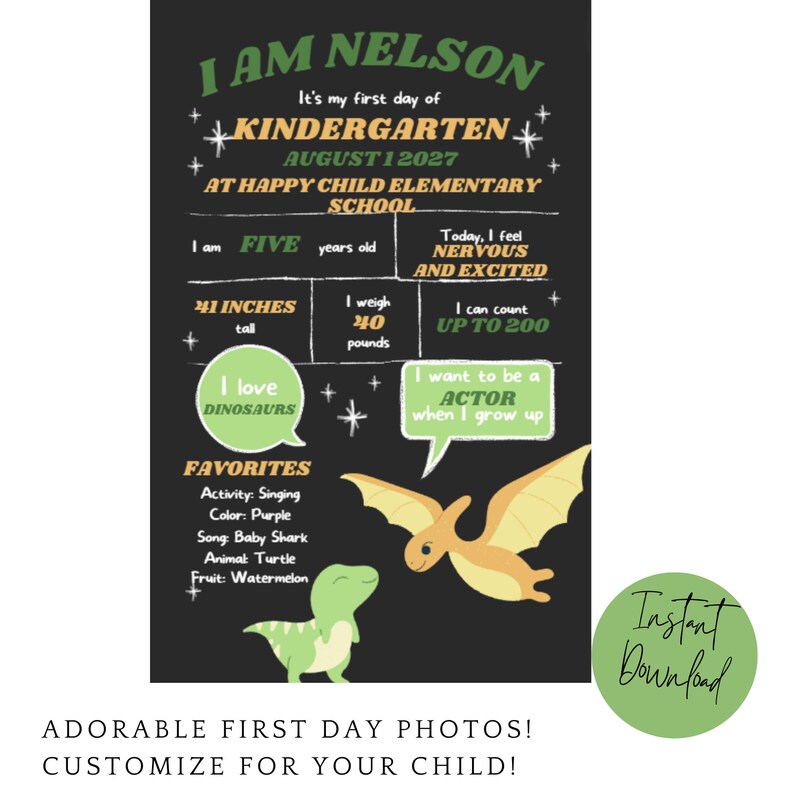 Back to School Editable Printables, Dinosaur Theme, Easy-to-use, Fun ...