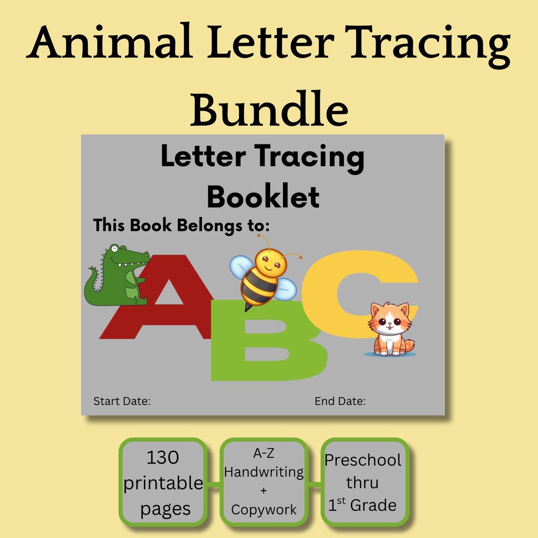 Animal Alphabet Letter Tracing Bundle - 130 Pages| A-Z Handwriting ...