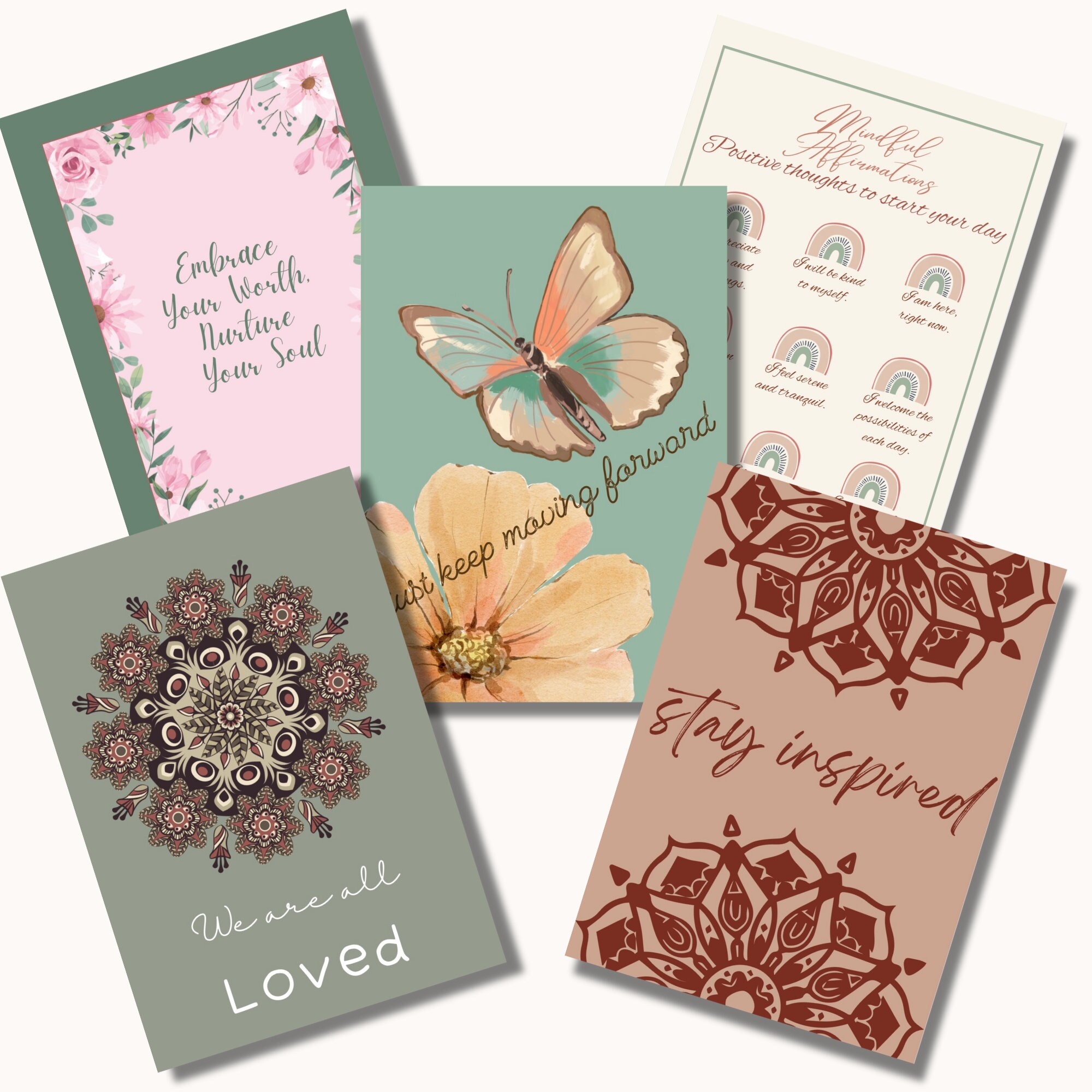 Mental Health Art Printable Gallery Wall Set 40 Prints boho self-love ...